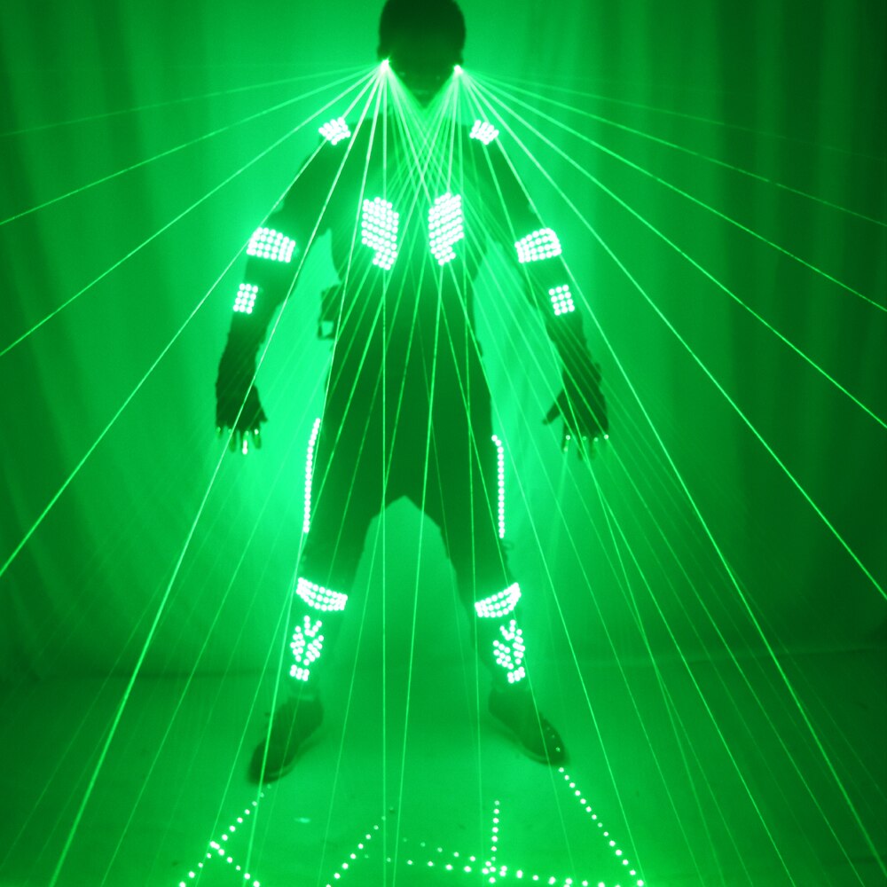 Green Laser Armor Suit LED Glow Vest Waistcoat Laser Gloves and Glasses ...
